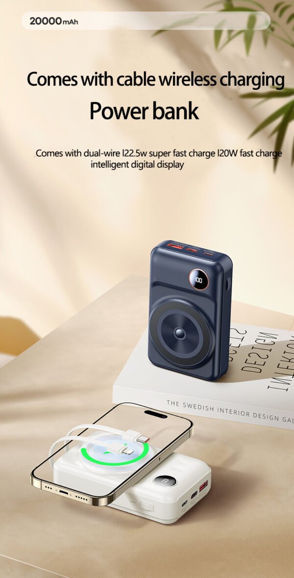 Type C Power Bank Apple MagSafe MagSage Portable Charger 20000mAh PD22 ...