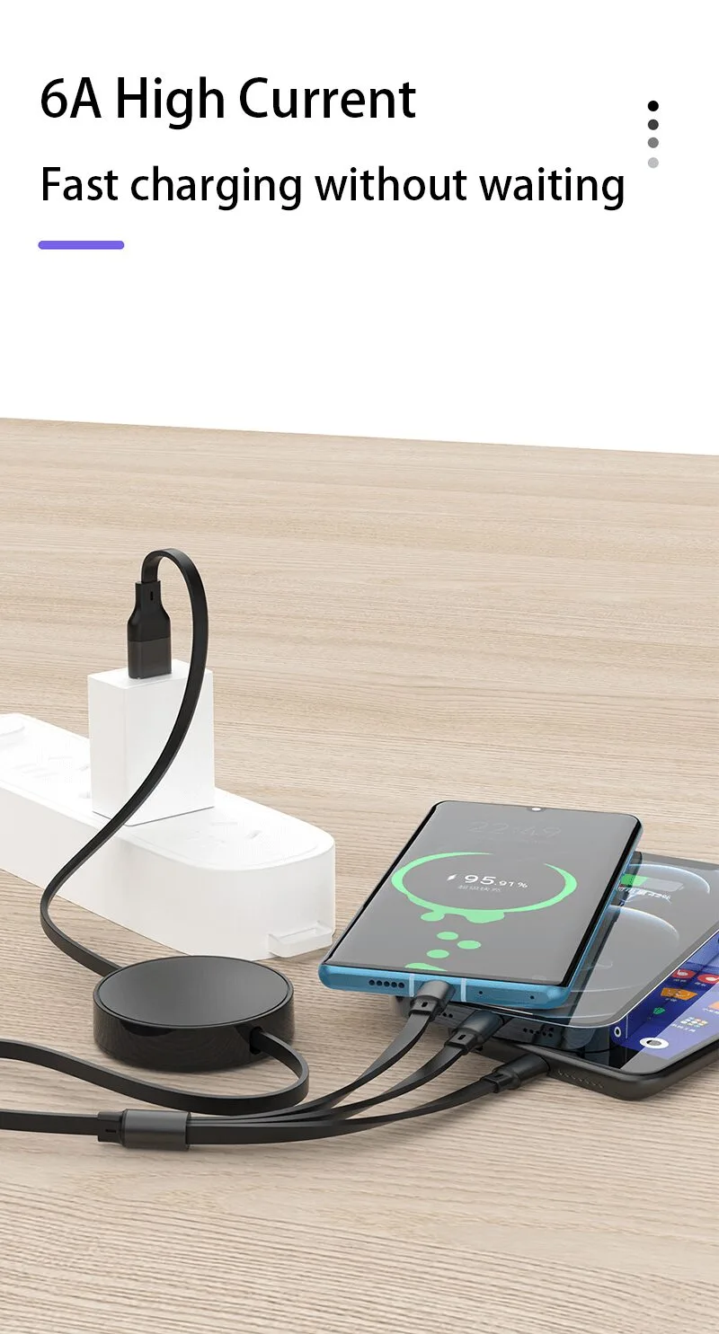 Retractable USB-C Cable 6-in-1 66W PD Fast Charging | Custom Logo ...