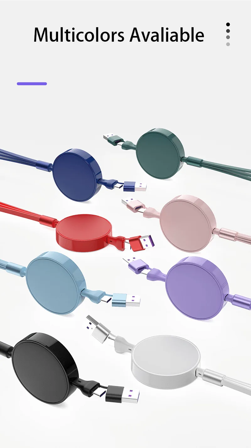 Retractable USB-C Cable 6-in-1 66W PD Fast Charging | Custom Logo ...